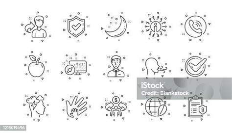 체크 마크 공유 경제 및 마음 챙김 스트레스 라인 아이콘 개인 정보 보호 정책 선형 아이콘 세트입니다 벡터 Sharing Economy에 대한 스톡 벡터 아트 및 기타