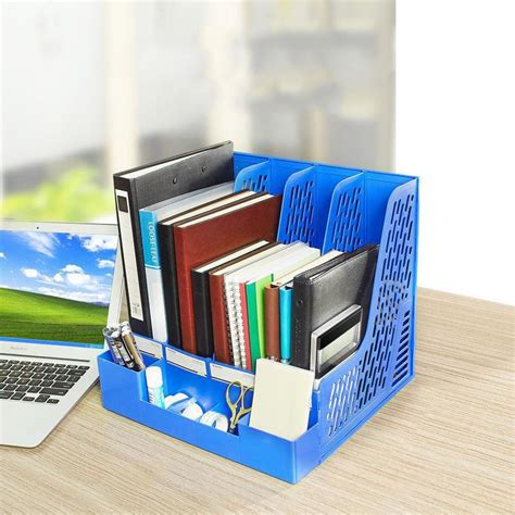 Multi Compartment Document Rack With Pen Tray Desktop Office Document