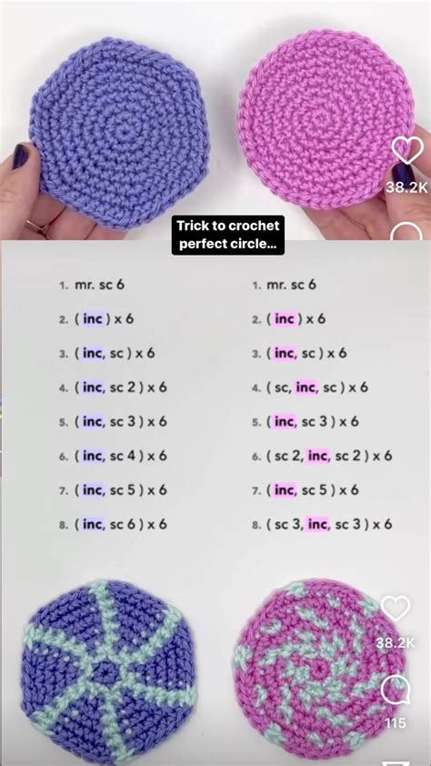 Trick To Crochet Perfect Circle Crochet Circles Crochet Circle Pattern Crochet Tutorial
