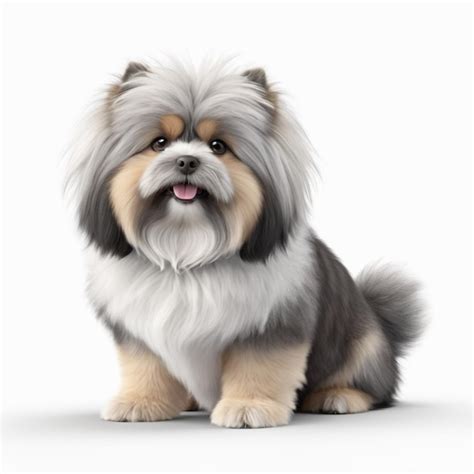 собака с белым лицом и белым фоном Премиум Ai сгенерированный Psd