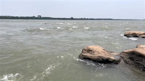 The River In The Morning Turbulent Water Surface Showing Natural Current Flow Stock Footage