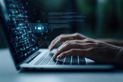Person Types On Laptop Coding Activity Visible On Screen Ai Assistant