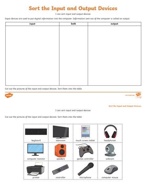 activity 10 sort the input and output devices activity answer pdf