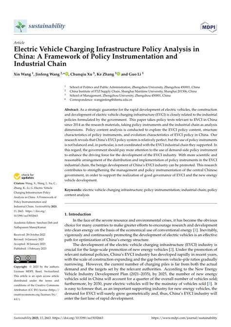 Pdf Electric Vehicle Charging Infrastructure Policy Analysis In China A Framework Of Policy