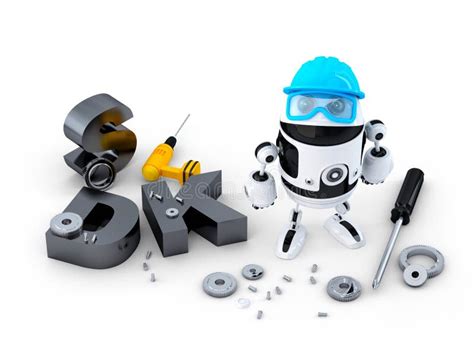 Robot With Tools And Program Source Code Isolated Contains Clipping Path Stock Illustration