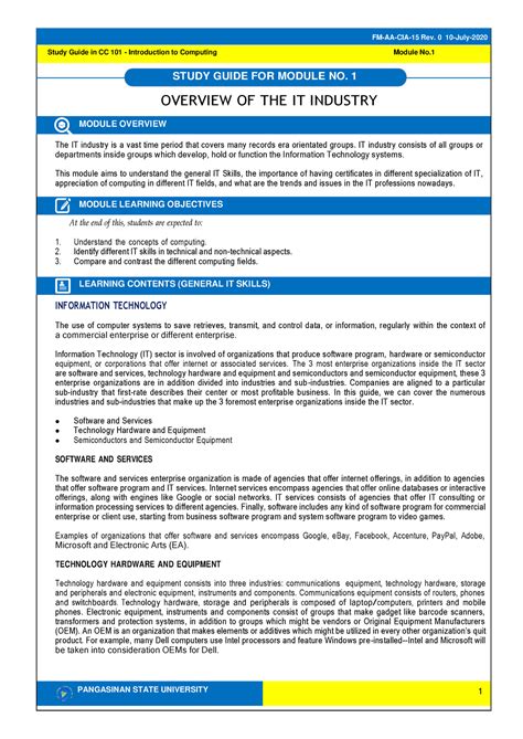 Cc101 Module 1 None Module Learning Objectives Learning Contents