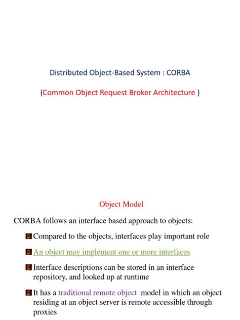 Distributed Object Based System Corba Common Object Request Broker