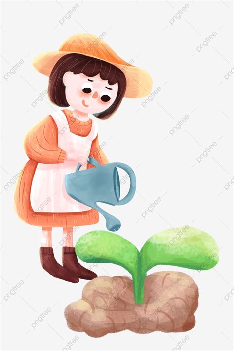 Girl Planting Trees And Watering Girl Planting Trees Watering Png