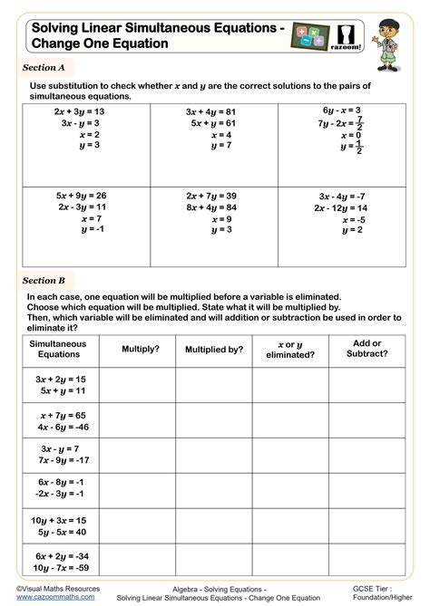 Simultaneous Equations Pdf Worksheets Fun And Engaging Algebra Worksheets