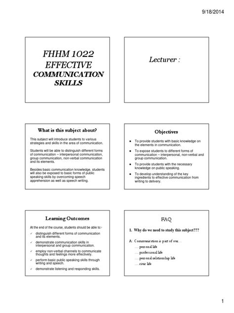 Ecs Lecture 1 Foundations Of Communication Part 1 Download Free Pdf Nonverbal