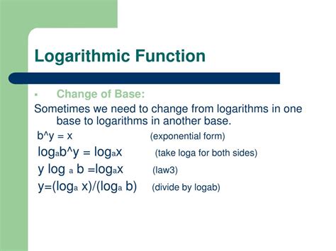 ppt logarithmic function powerpoint presentation free download id