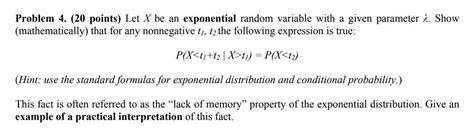 Solved Problem Points Let X Be An Exponential Random Chegg
