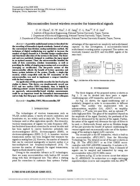 Microcontroller Based Wireless Recorder For Bio Medical Signals