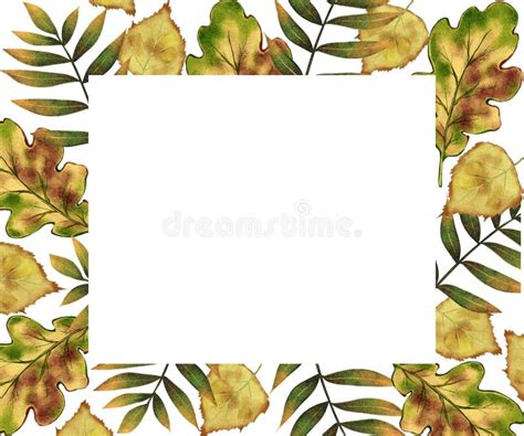 rectangular square frame of autumn leaves stock illustration