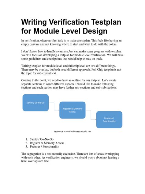 Writing Verification Testplan For Module Level Design Pdf