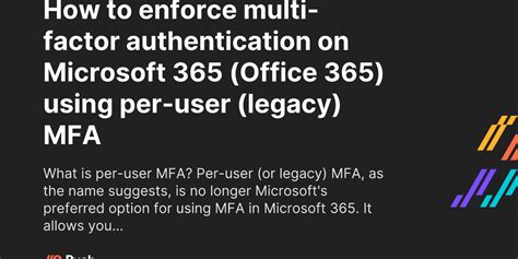 How To Enforce Multi Factor Authentication On Microsoft 365 Office 365