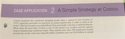 Solved Case Application 2 A Simple Strategy At Costco Costco