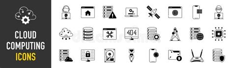 Set Of Cloud Computing Icons Collection Stock Vector Illustration Of