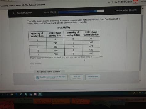 solved the table shows carol s total utility from consuming