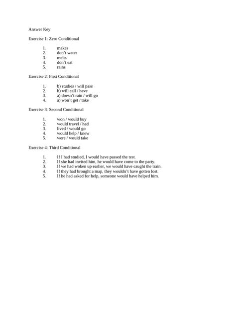 Conditionals Answers Pdf