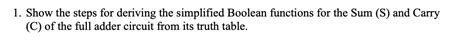 Solved 1 Show The Steps For Deriving The Simplified Boolean
