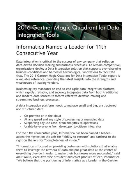 PDF Gartner Magic Quadrant For Data Integration Tools DOKUMEN TIPS