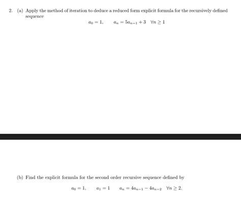 solved 2 a apply the method of iteration to deduce a