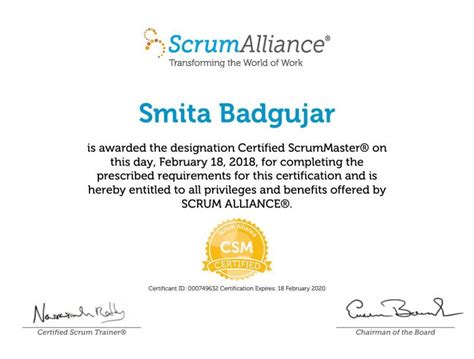 smita badgujar on linkedin completed csm certification