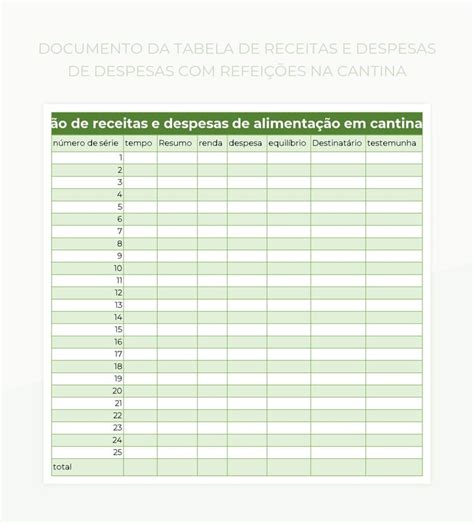 Planilhas Documento Da Tabela De Receitas E Despesas De Despesas Com