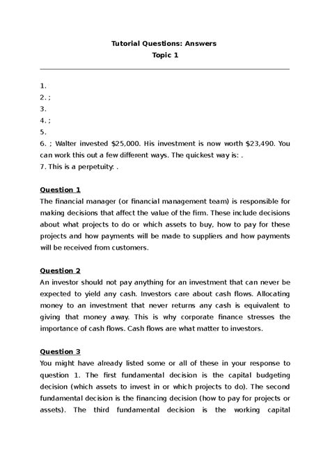 Tutorial Questions Topic 1 Answers Tutorial Questions Answers Topic 1 Walter Invested