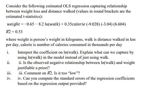Solved Consider The Following Estimated Ols Regression