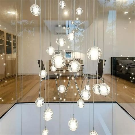 Kjlars Lámpara De Araña De Cristal Led Moderna Lámpara Colgante De Gota