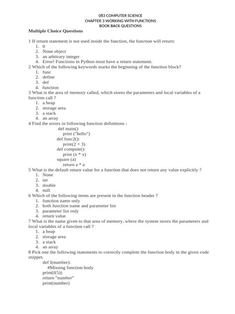 Functions Book Back Questions 2 Pdf Parameter Computer Programming Scope Computer Science