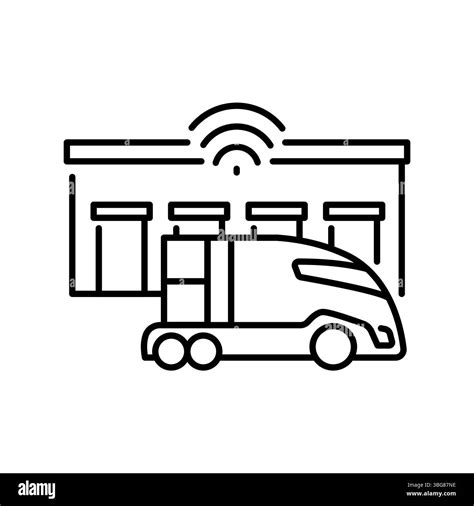 smart logistic hub black line icon for digital and print projects