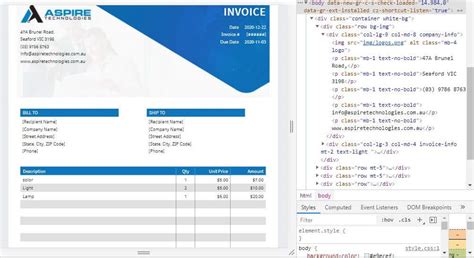 HTML Invoice Template Freelancer