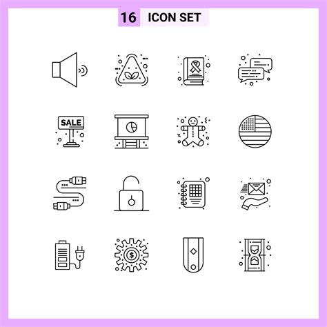 user interface pack of 16 basic outlines of sign advertise book sale