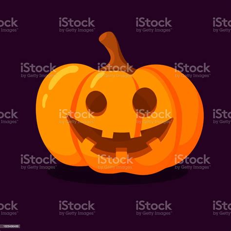 새겨진 미소로 어두운 배경에 호박 휴일 할로윈에 대한 당신의 디자인에 대한 미소와 오렌지 호박 벡터 그림입니다 감정에 대한 스톡 벡터 아트 및 기타 이미지 Istock