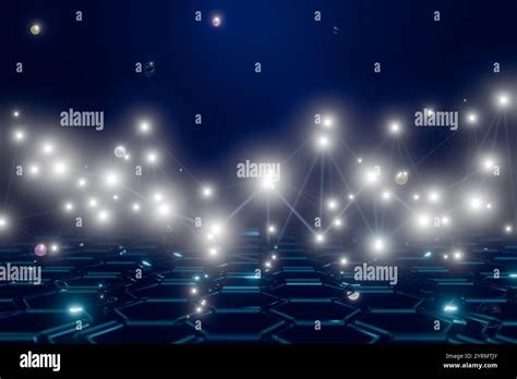 Abstract Digital Background With Glowing Lights And Hexagonal Patterns