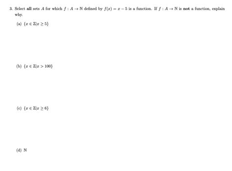 Solved Select All Sets A For Which F AN Defined By Chegg