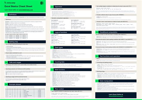 Printable Excel Formula Cheat Sheet Uk Printable Hub