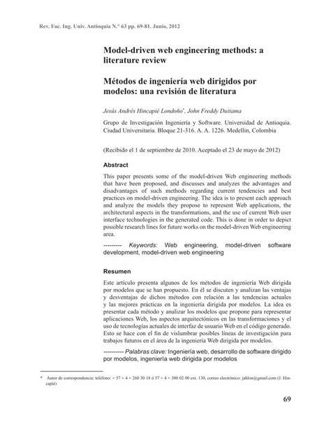 Pdf Model Driven Web Engineering Methods A Literature Review