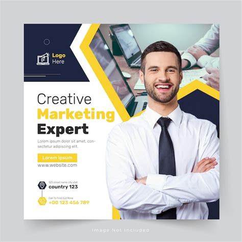 디지털 마케팅 웹 배너 및 소셜 미디어 게시물 광장 배너 템플릿 프리미엄 벡터