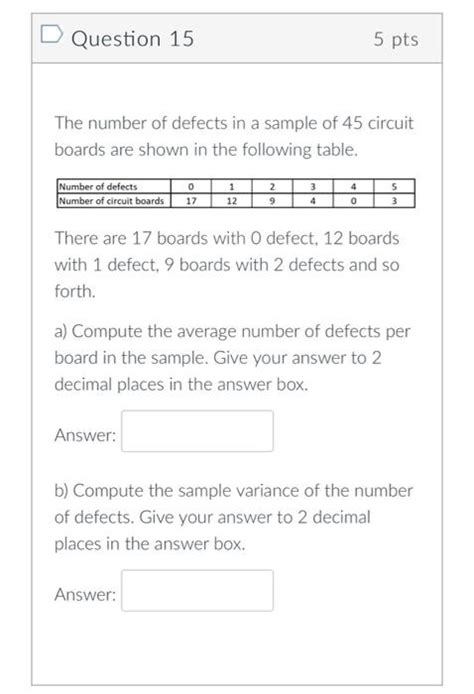Solved Question Pts The Number Of Defects In A Sample Of Chegg