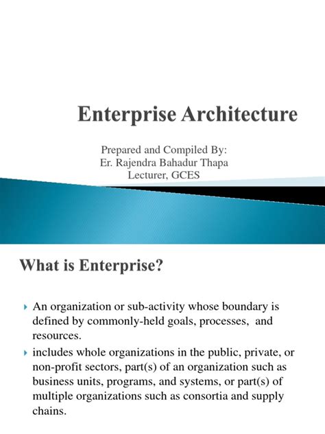 lecture 1 enterprise architecture pdf enterprise architecture