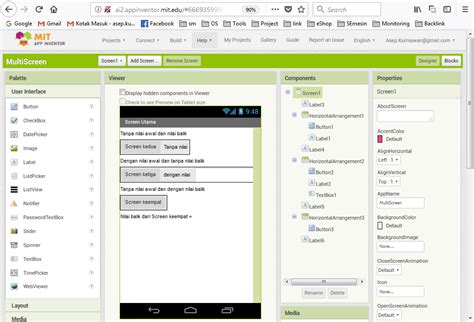 Multi Screen Dengan App Inventor Semesin