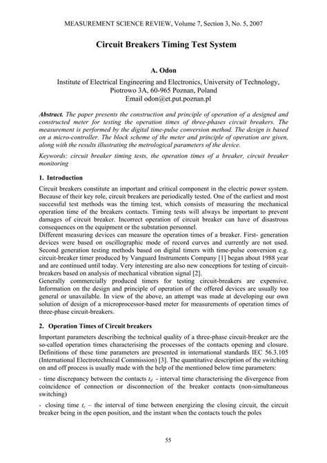 circuit breakers timing test system measurement science review