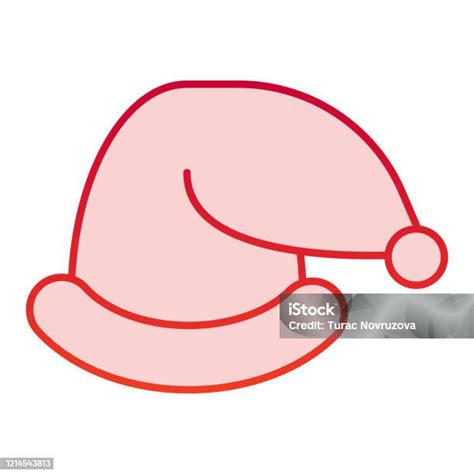 산타 클로스 모자 색상 아이콘입니다 원추형 모피 모자 기호 흰색 배경에 그라데이션 스타일 그림 모바일 개념 및 웹 디자인에 대한