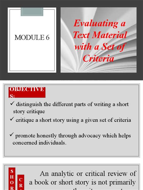 Module 6 Evaluating A Text Material With A Set Of Criteria Pdf Plot