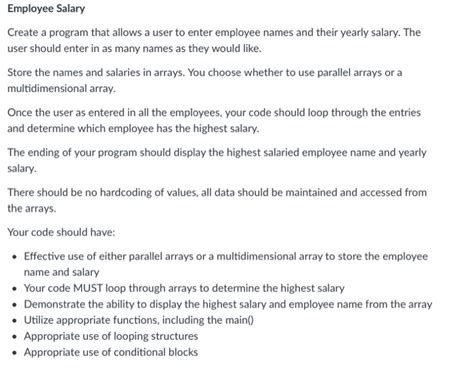 Solved Employee Salary Create A Program That Allows A User Chegg