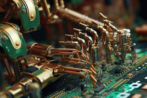 Premium Ai Image Closeup Of A Robotic Arm Assembling Circuit Boards Created With Generative Ai